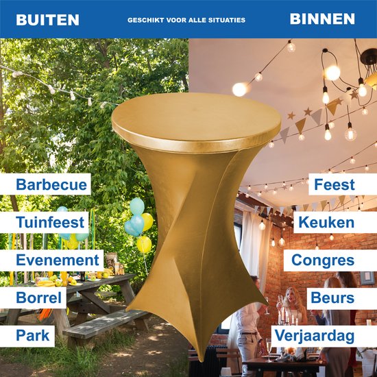 Statafel x 6 + Statafelrok Goud x 6 - ∅ 80-85 x 110 cm – Statafels Inklapbaar –... | bol