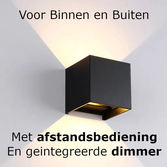 SmartLed X1 - Kubus Wandlamp - Met Dimmer functie en afstandsbediening ...