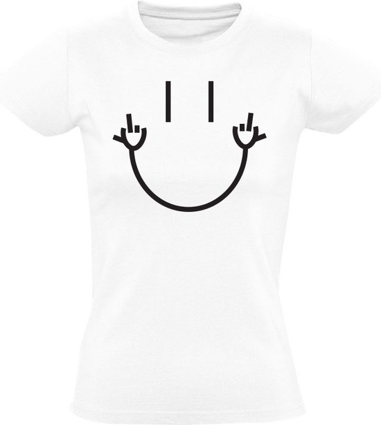 Middlefinger Smiley Dames T-shirt - smiley - humor - grappig | bol