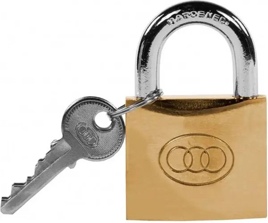 Slotje met 3 Sleutels - Messing Hangslot - Tri-Circle - 3,2 x 5,2 cm ...