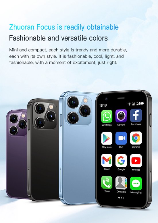 Servo 15SE paars - Mini Telefoon - Smartphone - Android 8.1 - RAM 2G ...