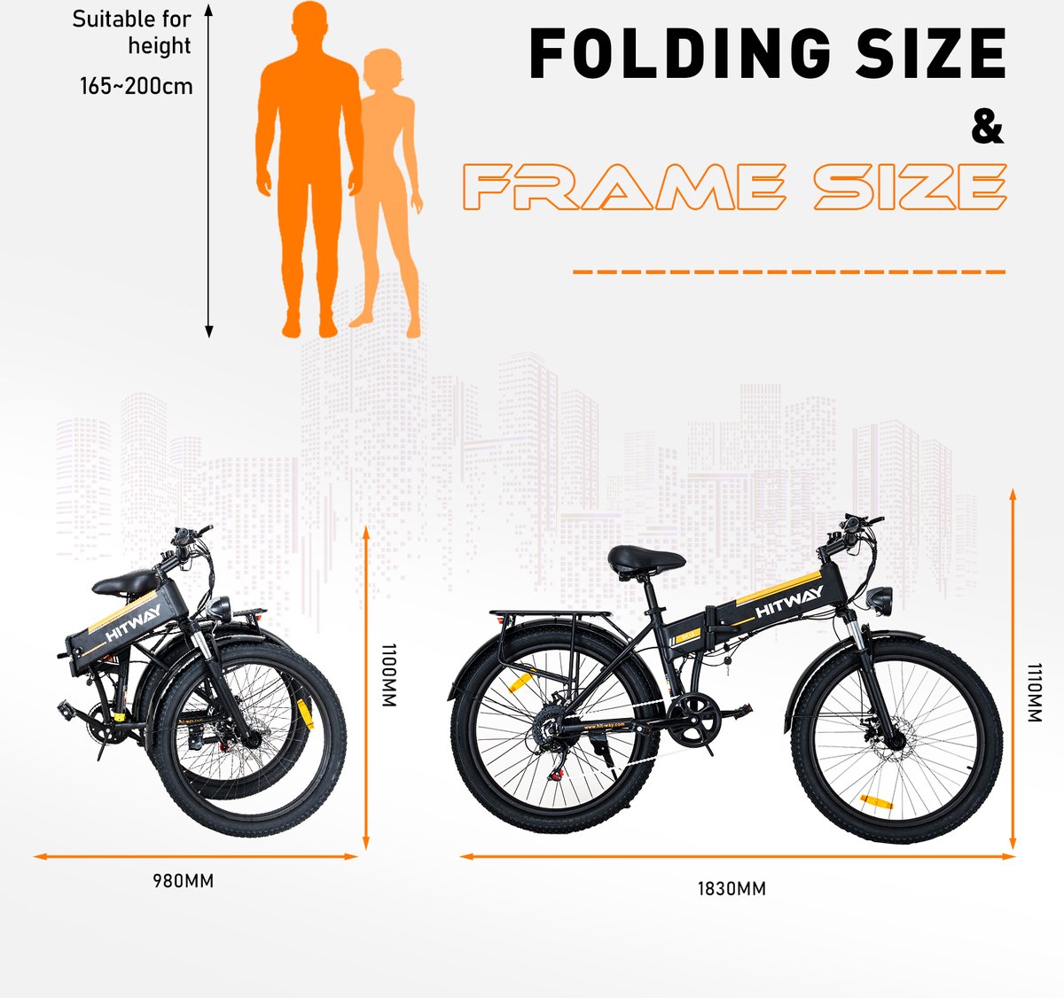 Hitway BK12 Elektrische Fiets | Opvouwbare E-bike met Uitneembare Accu ...