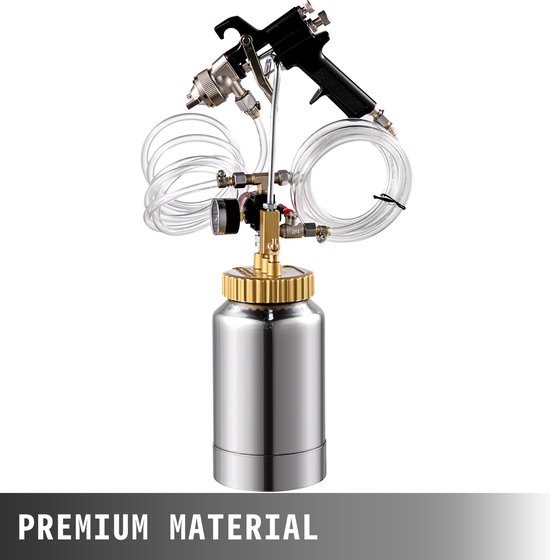 VEVOR 2L Spuitverf Drukpot-Verfpistool Verftank met 1,8 mm Mondstuk-2 m ...
