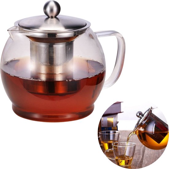 Cheqo® Theepot met Filter - Uitneembaar Filter - 1.2 liter - RVS | bol.com