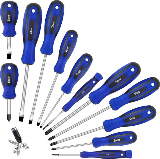 12-delige schroevendraaierset, magnetische 6 kruiskopschroevendraaiers ...