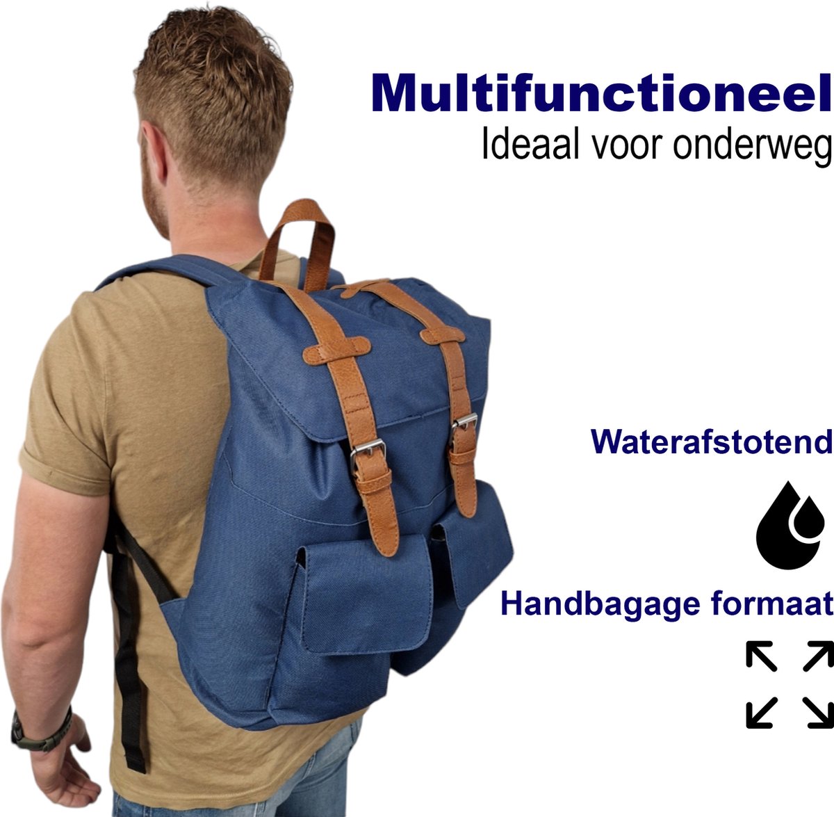 Vintage Rugzak 18 Liter 30x13x45 - Retro Tas - Rugtas 18 Liter - Navy ...