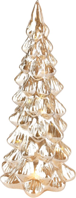 Dekoratief | Deco boompje, goud, glas, LED, 14x14x30cm | A235433 | bol