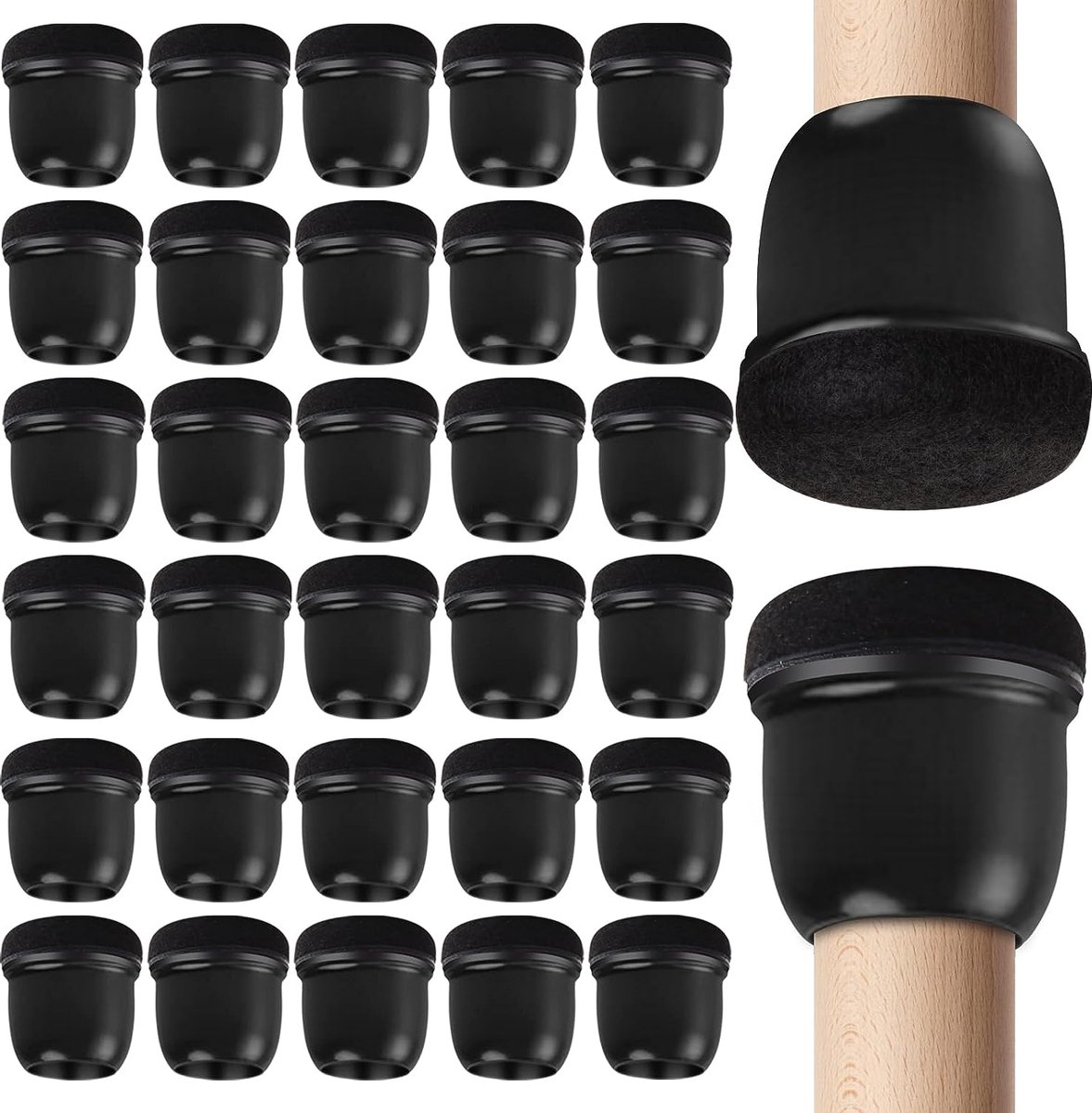 Premium Stoelpootbeschermers - Duurzame Doppen voor Stoelpoten met Vilt ...