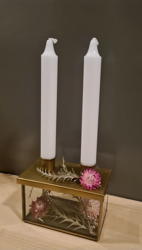 Kandelaar/ doosje/ droogbloemen/ kaars | bol