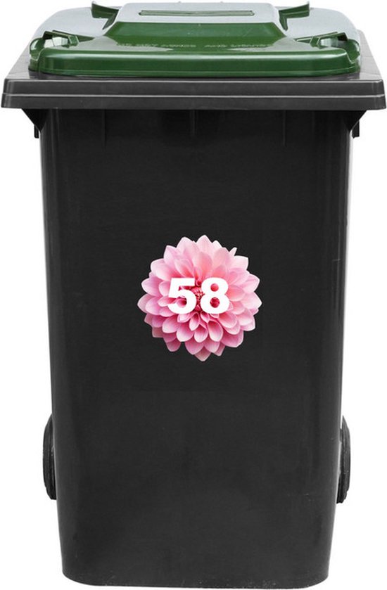 Kliko Sticker / Vuilnisbak Sticker - Roze Bloem - 16.5x16.5 cm ...