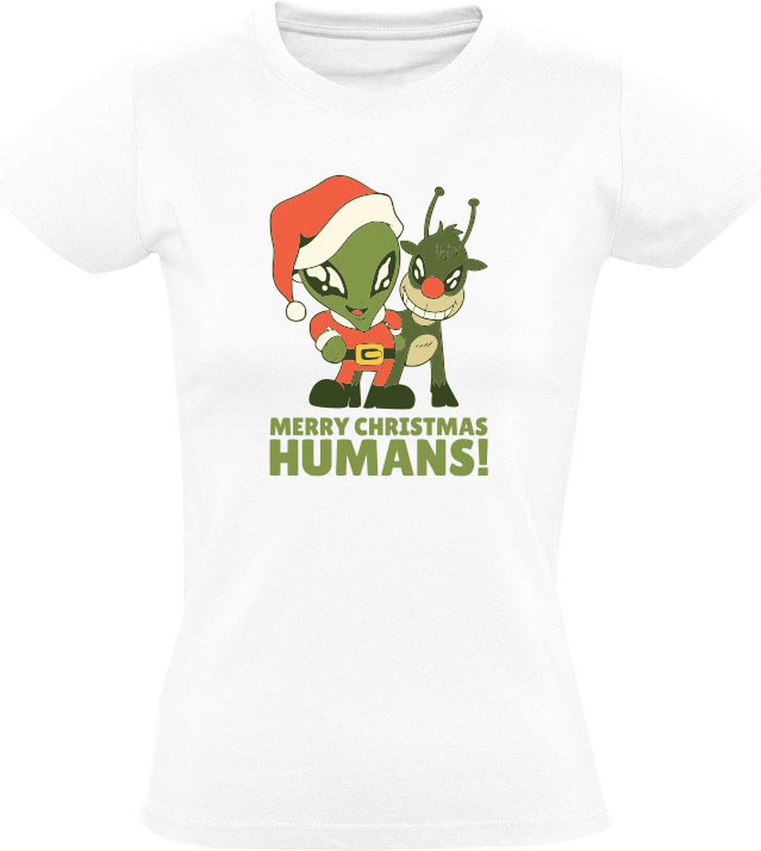 Merry christmas humans Dames T-shirt - kerst - feest - christmas ...