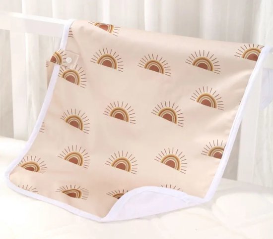 Babyboel Verschoonmat | Beige Zonnetjes Patroon | Waterafstotend ...