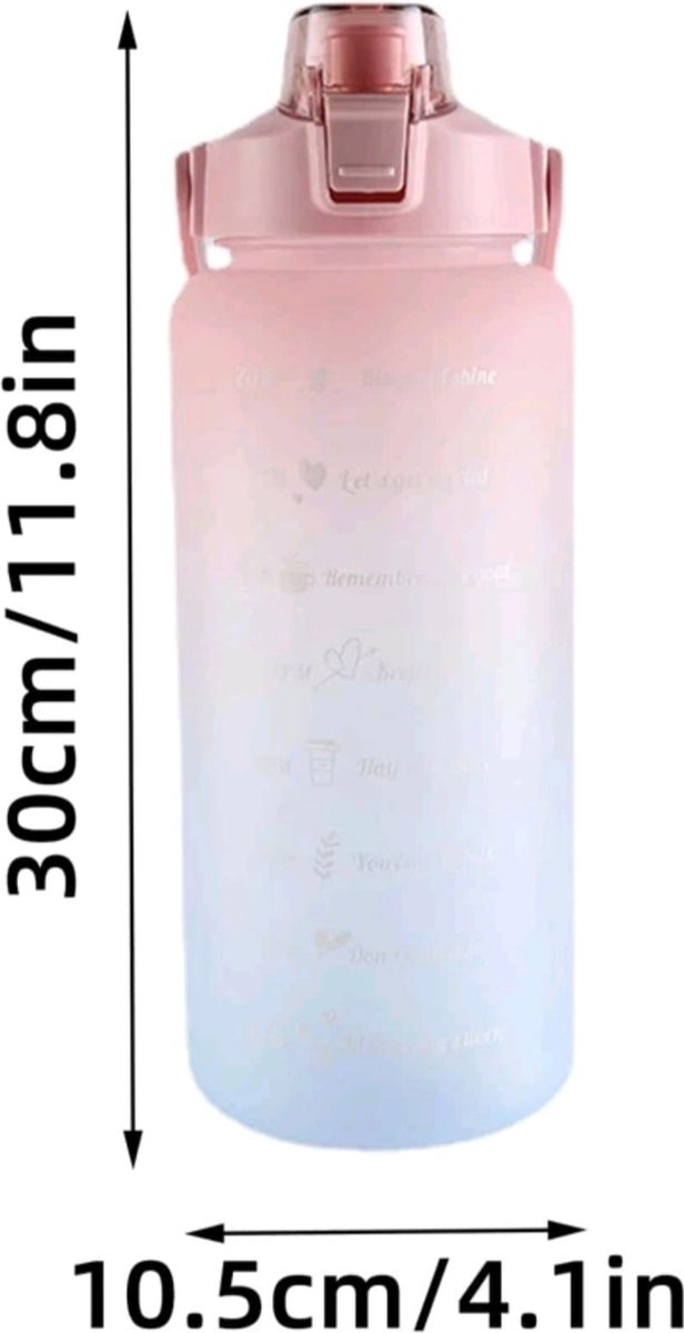 waterfles met rietje- Motivatie waterfles- 2 L- Groot- met rietje | bol