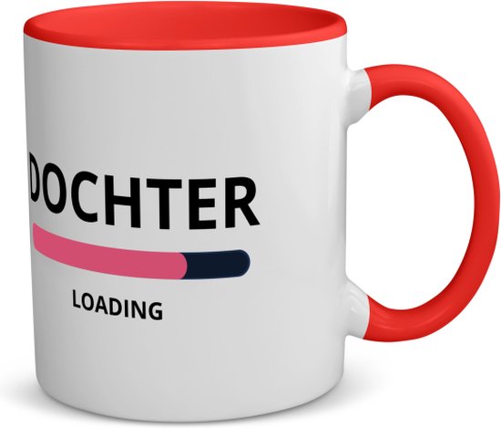 Akyol - dochter loading koffiemok - theemok - rood - Dochter - ochtendkoffie laden -... | bol