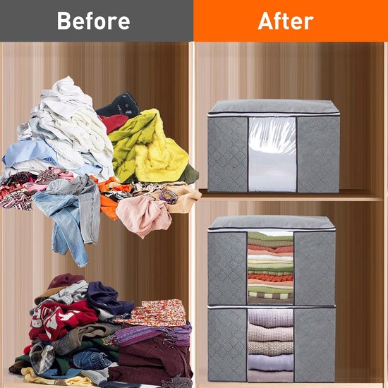 6 stuks 90 l opbergtassen, opbergdoos met deksel, groot, opbergdoos ...