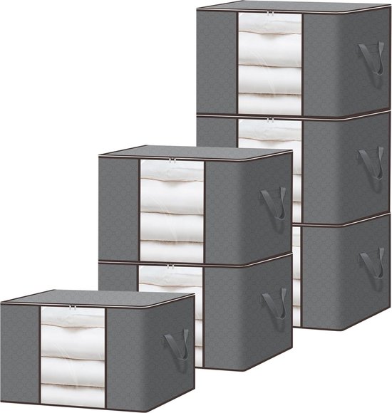 6 stuks 90 l opbergtassen, opbergdoos met deksel, groot, opbergdoos ...