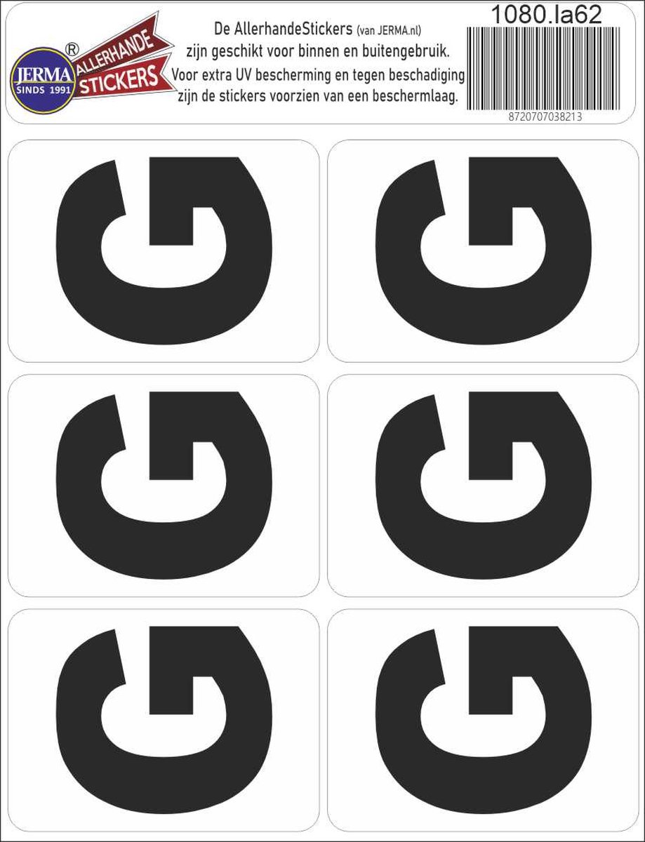 Plakletter G ,set 6 stickers | bol.com