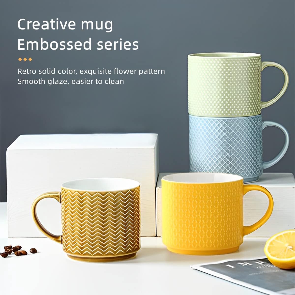 4 stuks keramische mokken, 500 ml, moderne koffiekopjes, set ...