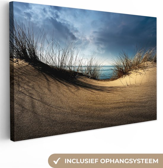 Canvas schilderij - Foto op canvas - Duin - Gras - Wolken - Zee - Wanddecoratie -... | bol