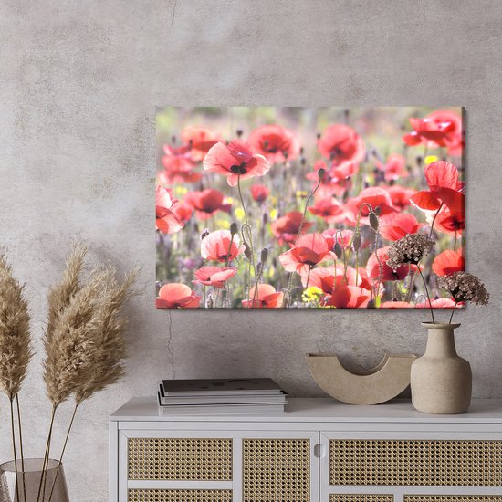 Schilderijkoning - Canvas Schilderij Klaprozen In De Zon - 120 x 80 cm | bol.com