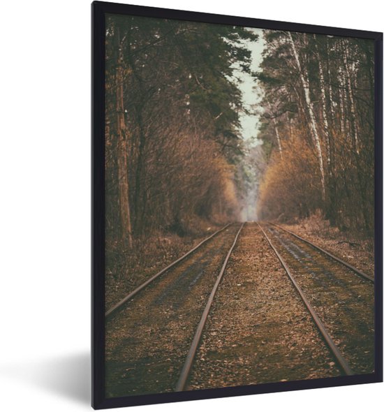 Fotolijst incl. Poster - Treinspoor - Pad - Bos - Boom - 60x80 cm ...