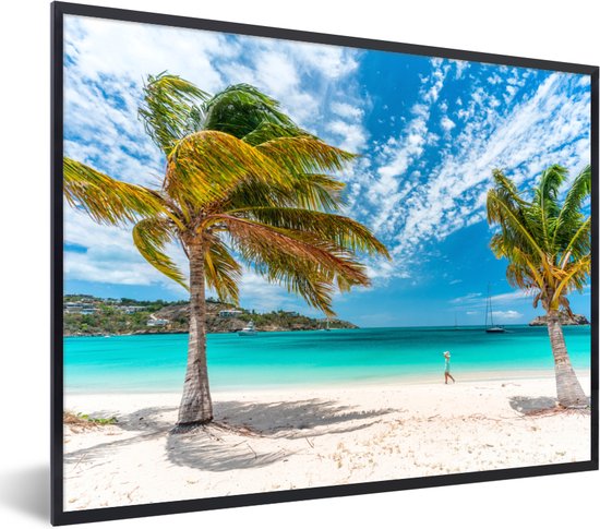 Fotolijst incl. Poster - Strand - Palmbomen - Wolken - 80x60 cm ...
