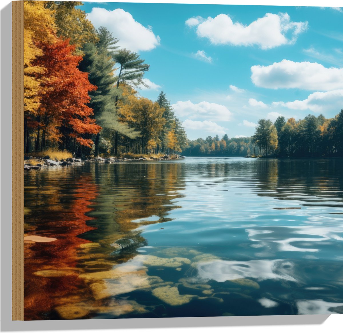 Hout - Bomen - Meer - Bos - 50x50 cm - 9 mm dik - Foto op Hout (Met ...