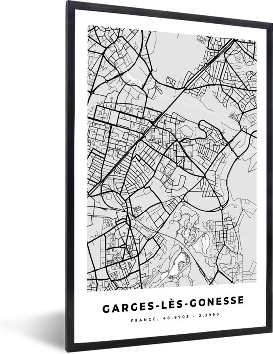 Fotolijst incl. Poster - Garges-Lès-Gonesse - Plattegrond - Frankrijk ...