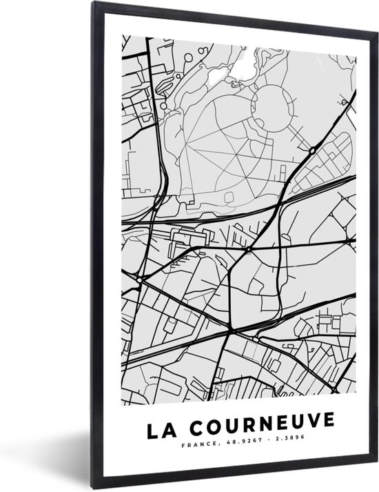Fotolijst incl. Poster - La courneuve – Plattegrond – Frankrijk – Kaart ...