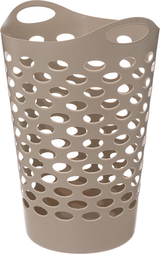 5Five Flexibele wasmand/opbergmand - rond - beige - 60 liter - D41 x H66 cm | bol
