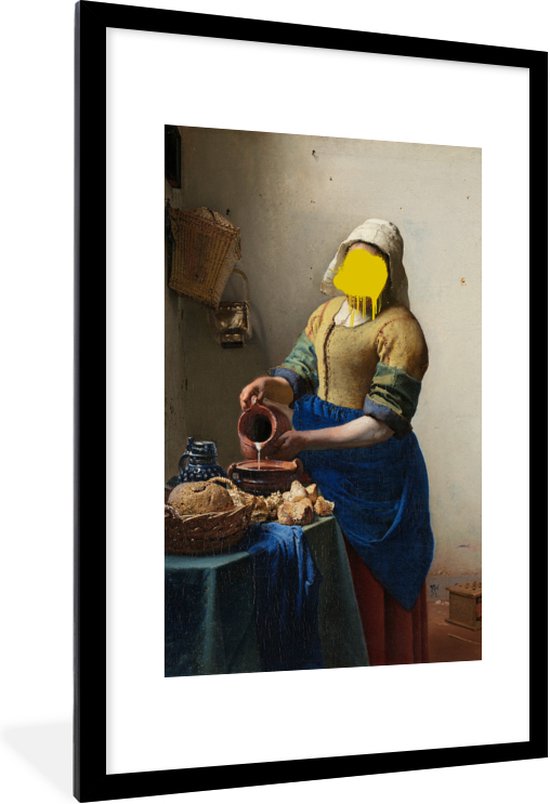 Fotolijst incl. Poster - Melkmeisje - Johannes Vermeer - Verf - 80x120 cm - Posterlijst | bol