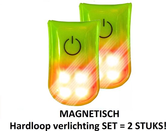 LED clip-on hardlooplampjes - Neon Geel - Magneet / Kunststof - 6 x 4 ...