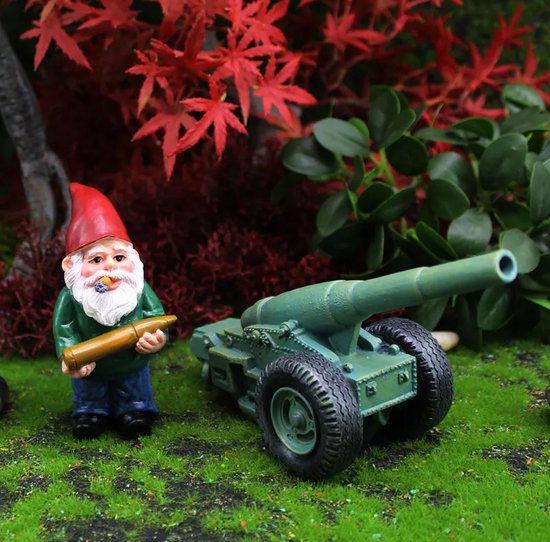 Grappige tuinkabouter met kanon - Originele decoratie - Tuin - Binnen ...