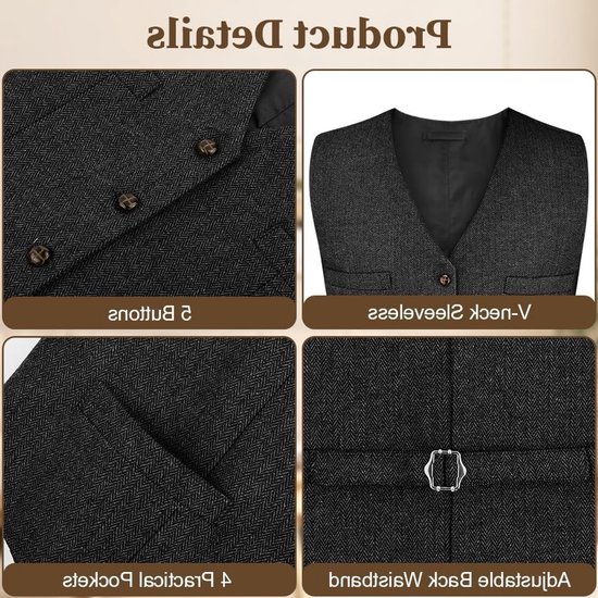 Formele Heren Kostuum Mouwloze V-hals Vest van Katoen en Tweed met ...