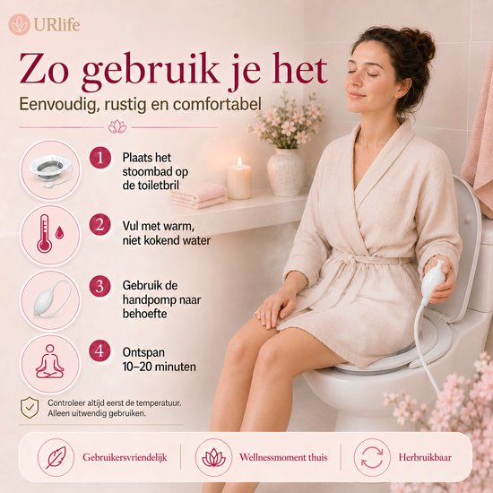 URlife® Vaginale Stoombad met Handpomp – Yoni Steam Seat – Inklapbaar ...