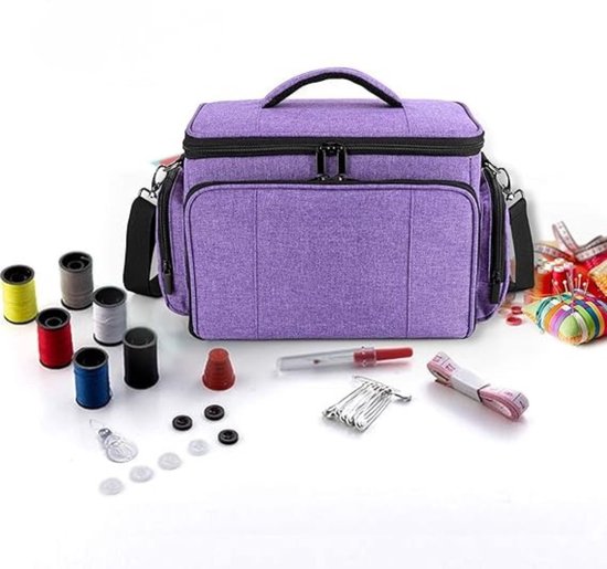MIRA® Naaidoos Opbergbox - Naaidoos - Naaikoffer - Paars - 30cm x 21cm ...