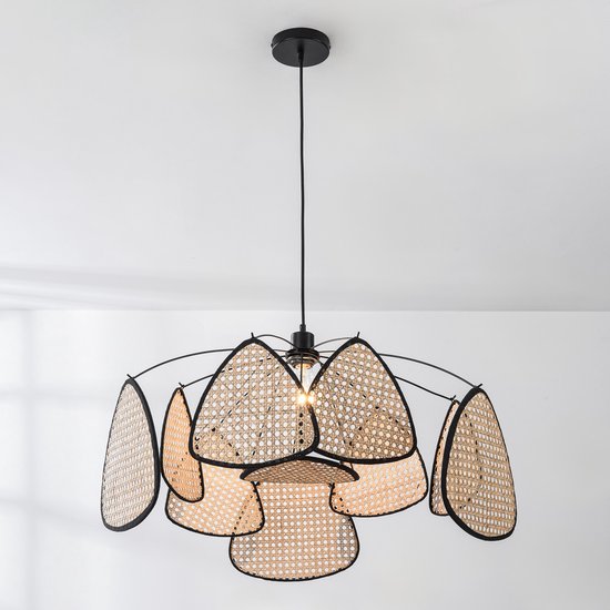 LumenXL Zwarte boho hanglamp Floare - rotan | bol