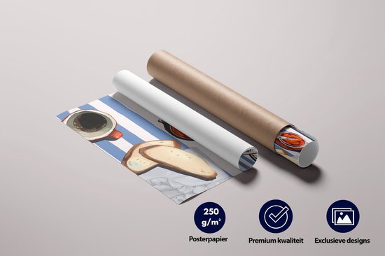 Sale Boter Ontbijt Blauw - Poster 120x120 cm vierkant Sfeervolle ...