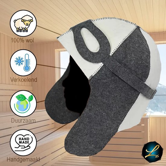 Sauna Hoed - Filz Sauna Muts met Zwart Oogmasker – Piloten Plush ...