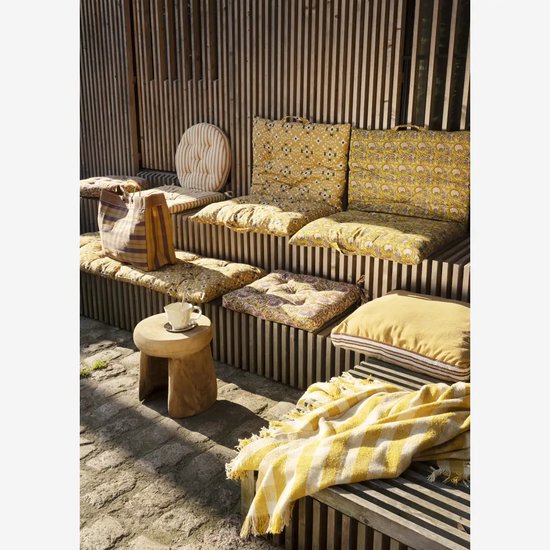Madam Stoltz - Matraskussen met print - 60x100cm - 100% katoen - curry ...