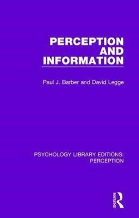Psychology Library Editions: Perception- Perception and Information ...