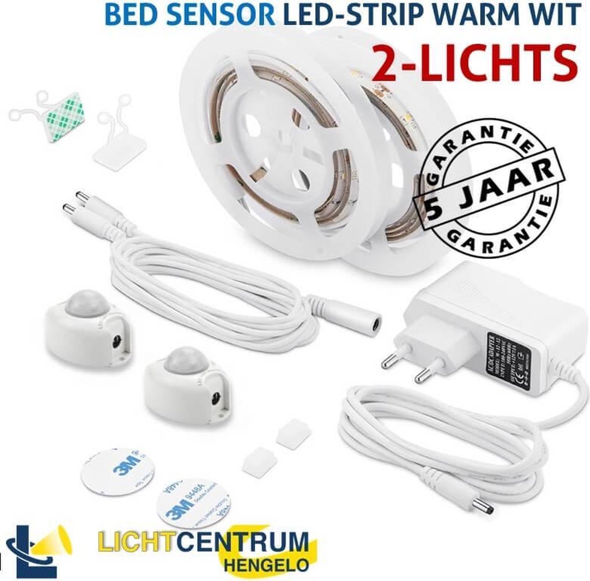Kast / Bed LED-strip set 2x 1,2M met bewegingssensor warm wit | bol.com