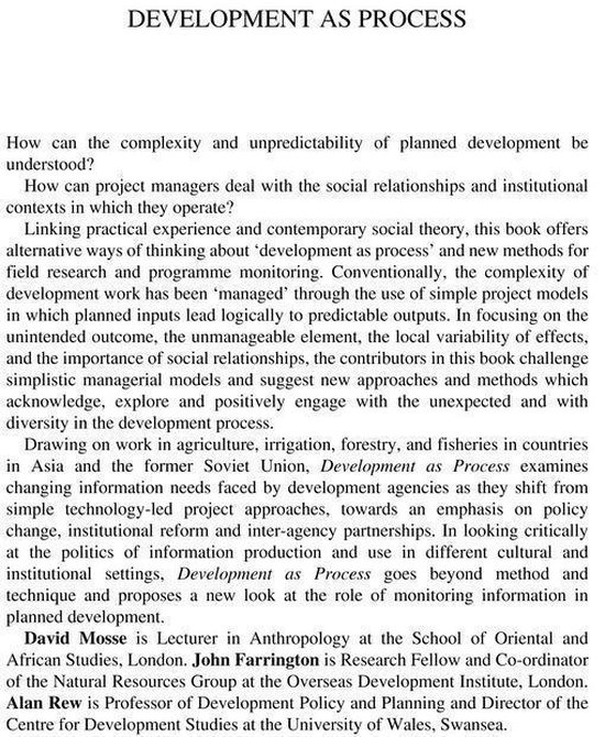 Development as Process: Concepts and Methods for Working with ...