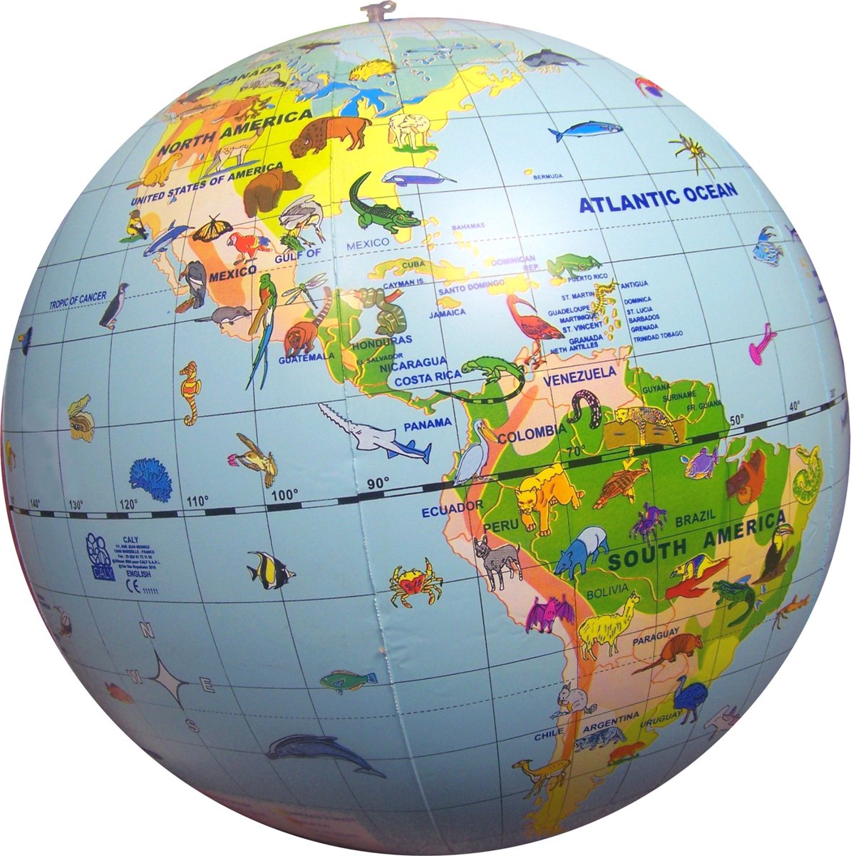 Carly Toys Maxi Globe - Opblaasbare Wereldbol - 50 cm - Dieren van de ...