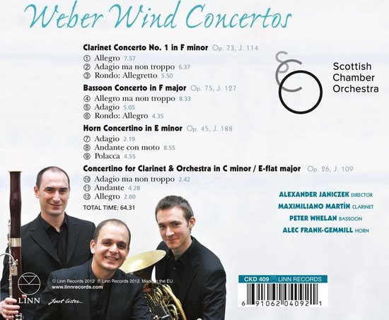 Weber Wind Concertos, Scottish Chamber Orchestra | CD (album) | Muziek ...