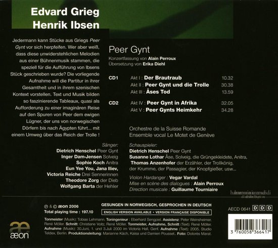 Peer Gynt, Norwegian/german Text, E. Grieg | CD (album) | Muziek | bol.com