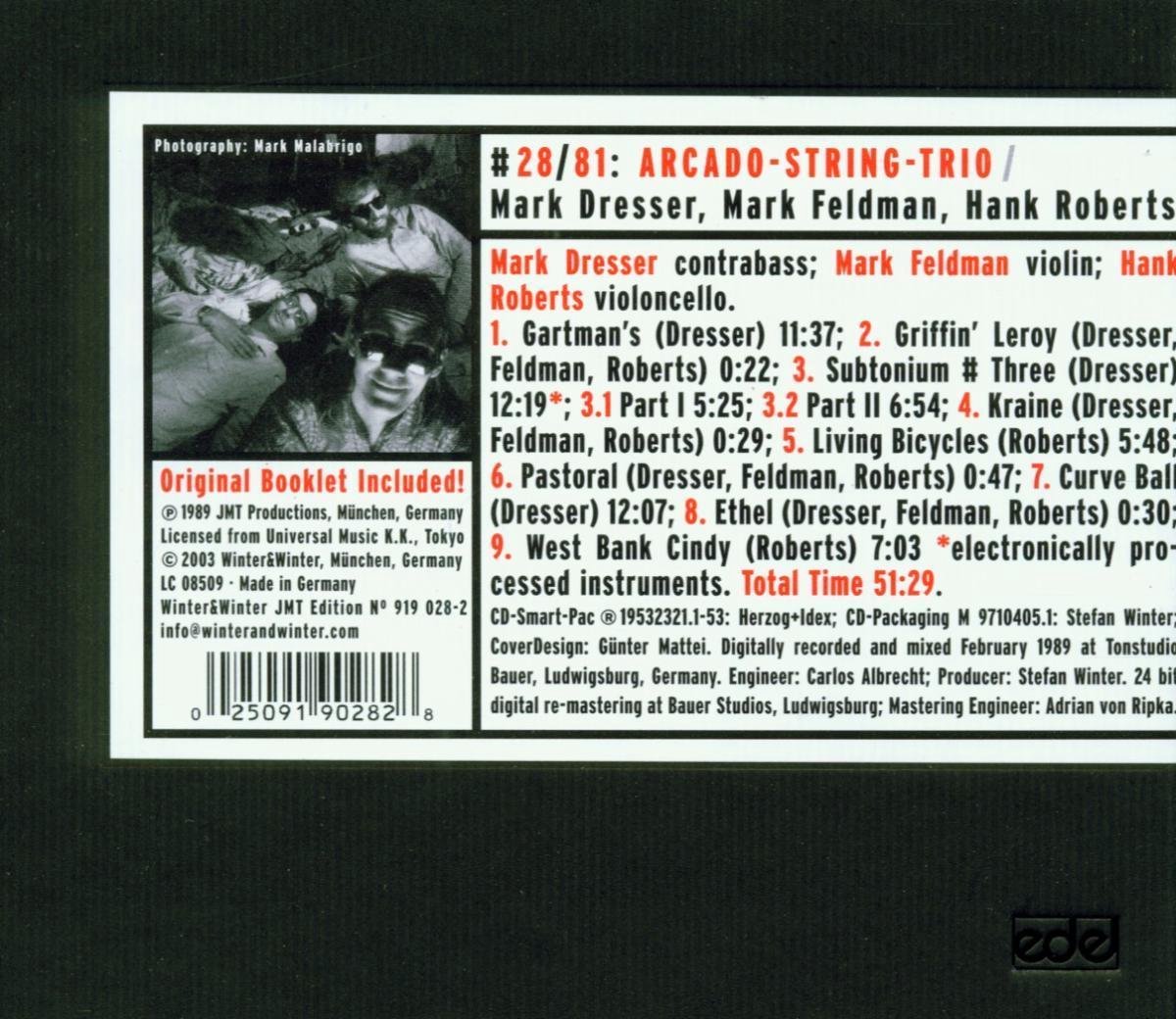 Mark Dresser, Mark Feldman & Hank Roberts, Arcado String Trio | CD ...