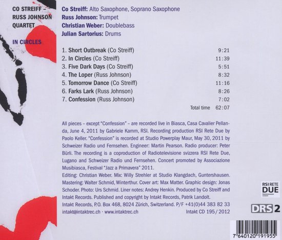 Co Streiff-Russ Johnson Quartet - In Circles (CD), Russ Johnson Quartet ...