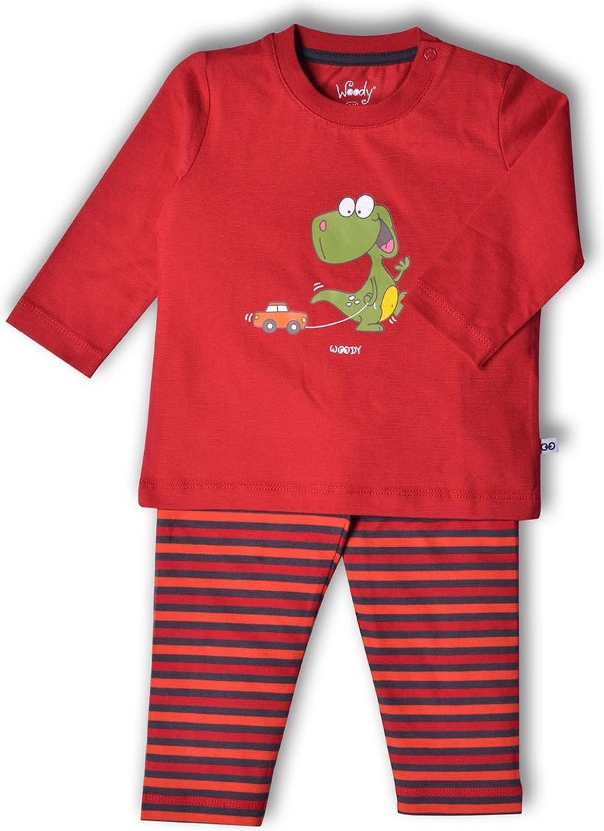 Woody pyjama jongens - dino - rood - 182-3-PLS-S/481 - maat 86 | bol.com