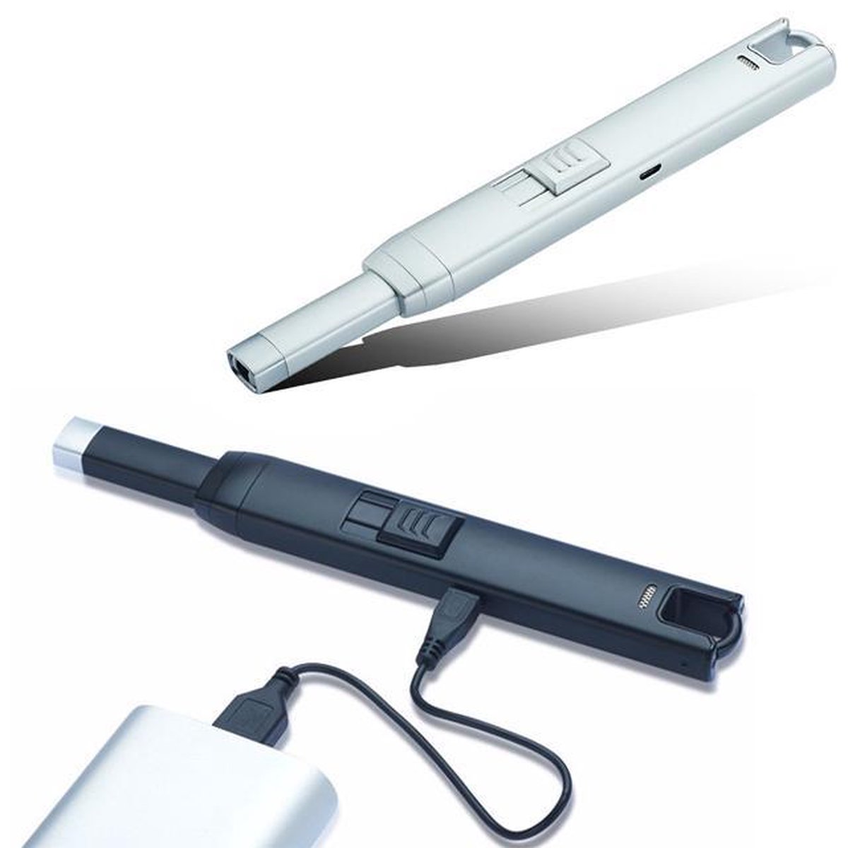 Lange elektrische aansteker - Oplaadbaar via USB - Grijs | bol.com